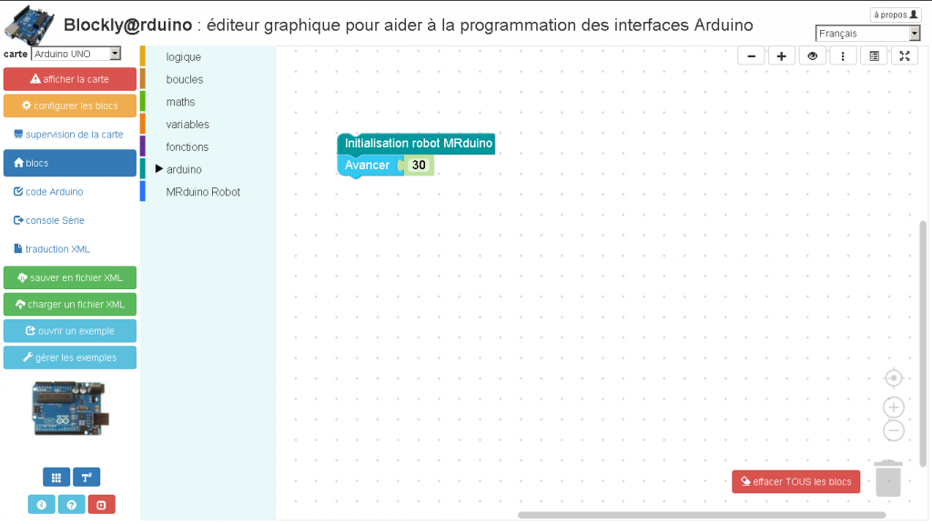 Démarrage de MRduino avec Blockly - Mace Robotics-fr