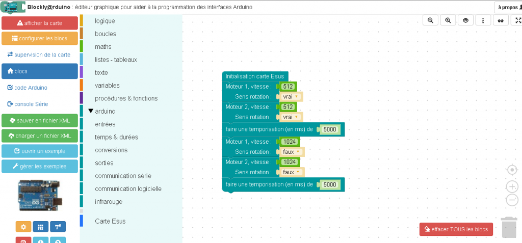 Contrôle de deux moteurs à courant continu avec Blockly - Mace Robotics-fr