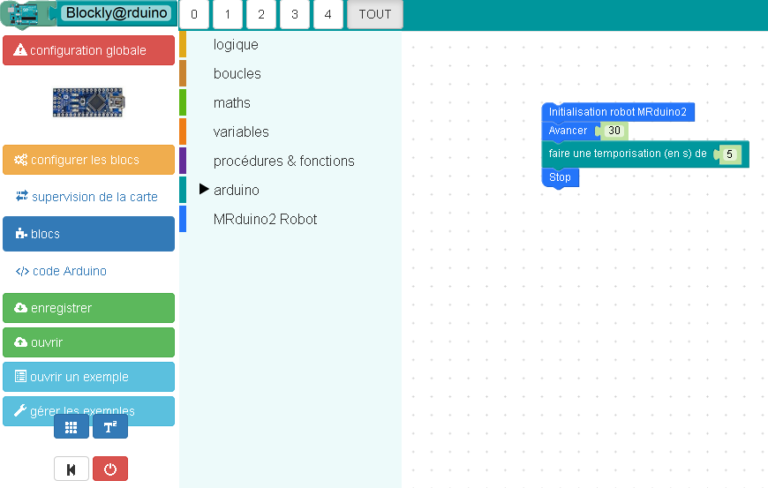 Démarrage du robot MRduino2 avec Blockly - Mace Robotics-fr