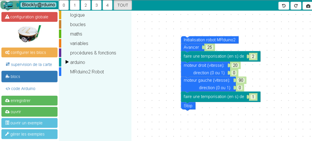 Le robot artiste (dessin) - MRduino2 Blockly - Mace Robotics-fr